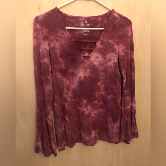 American Eagle Outfitters | Tops | American Eagle Womens Pink Long Sleeve Blouse Shirt Top Size ...